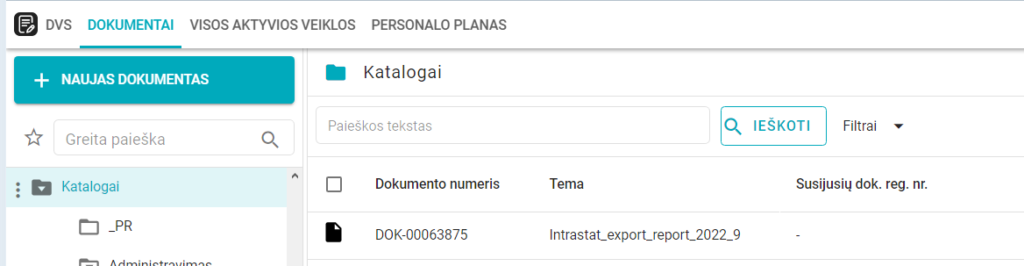 Intrastat išvežimo statistinės ataskaitos generavimas - BSS